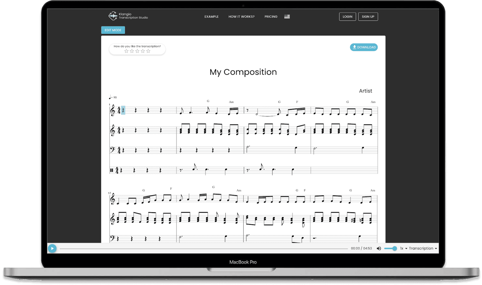 Klangio Transcription Studio – trasforma le canzoni in note | klang.io