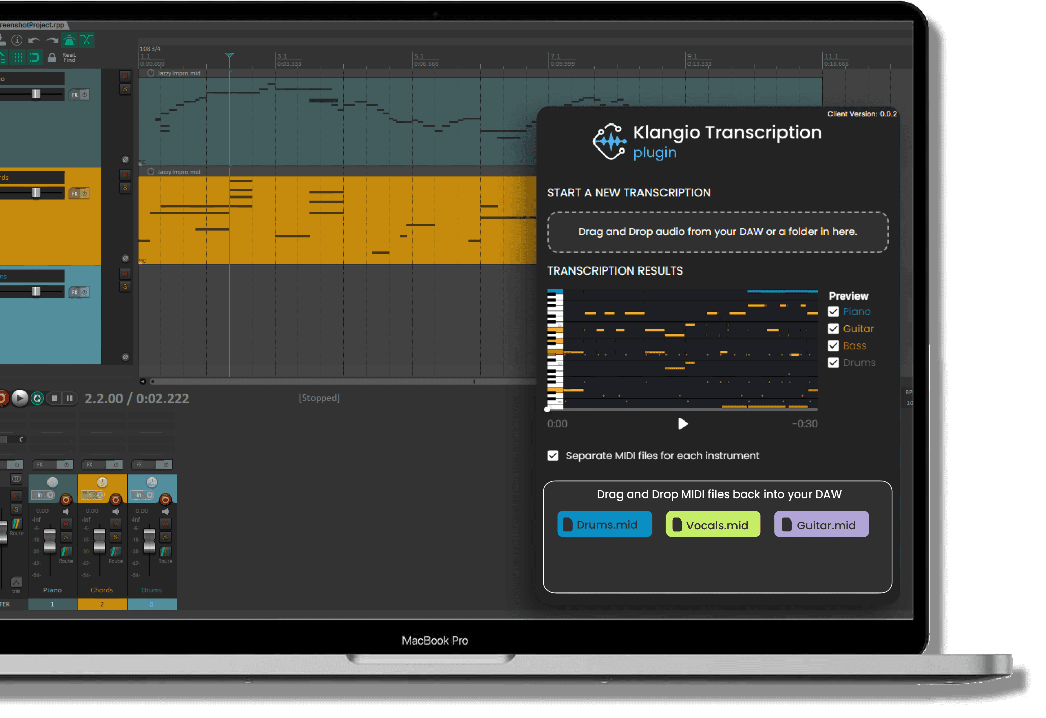 Turn Audio into MIDI | Klangio Transcription Plugin