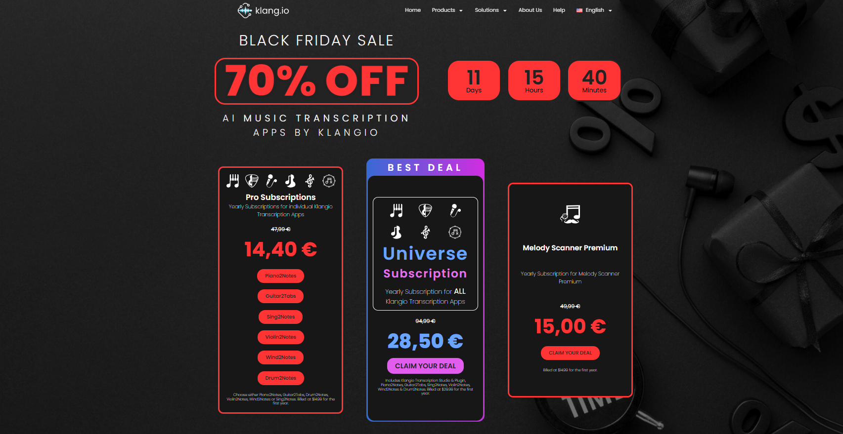 Black Friday 70% DI SCONTO - trasforma la musica in note | klang.io